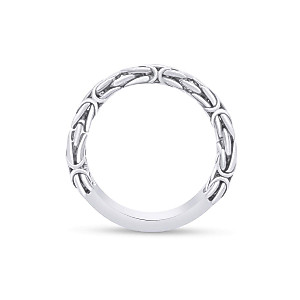 AFFY 14k White Gold Over Sterling Silver Byzantine Ring Jewelry For Engagement Wedding Anniversary Ring Size-7