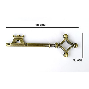 Anime Eren Jeager Basement Key Pendant Necklace Bronze Metal Leather Cosplay Gift for Anime Fans (Bronze)