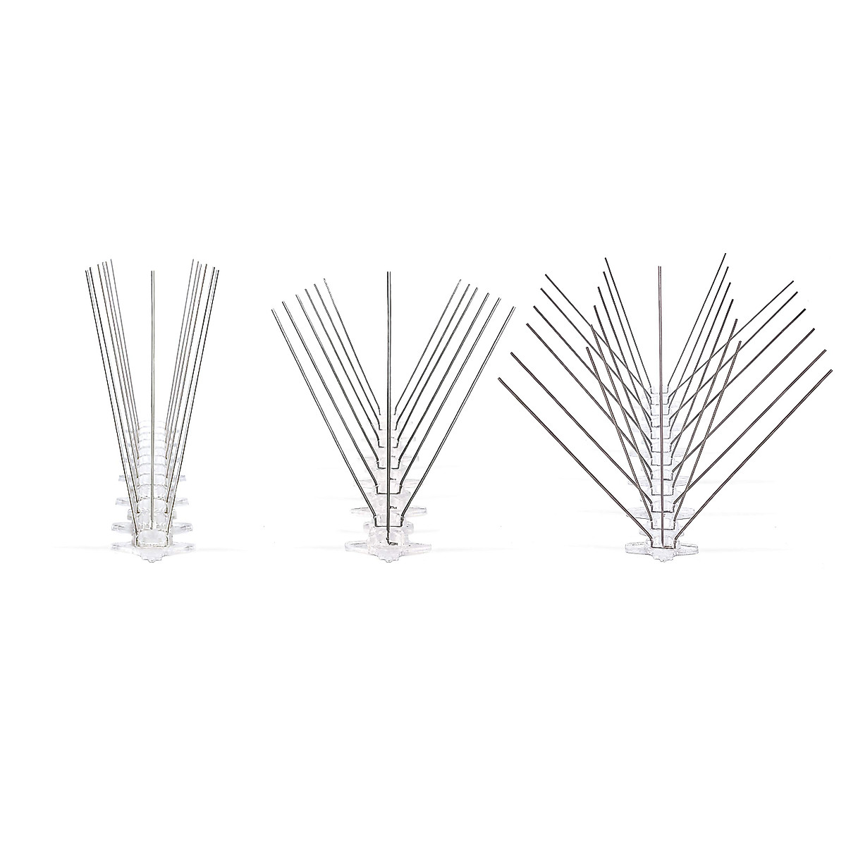Bird Barrier Bird-Flite Stainless Steel Bird Spikes | Metal Pins Strips with Plastic Base, Clear Glue Adhesive Included - Wide (5in) - 10 Ft. Length