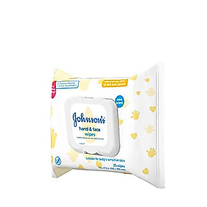 Johnson's Hand & Face Baby Sanitizing Cleansing Wipes for Travel and On-The-Go, No More Tears Formula, Paraben and Alcohol Free, 25 ct, Case of 4