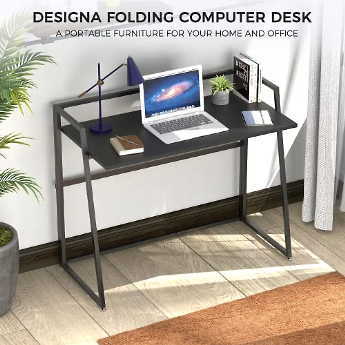 EE EUREKA ERGONOMIC Folding Desk 41 inch, Home Office Portable Folding Computer Desk for Small Space, No-Assembly Black