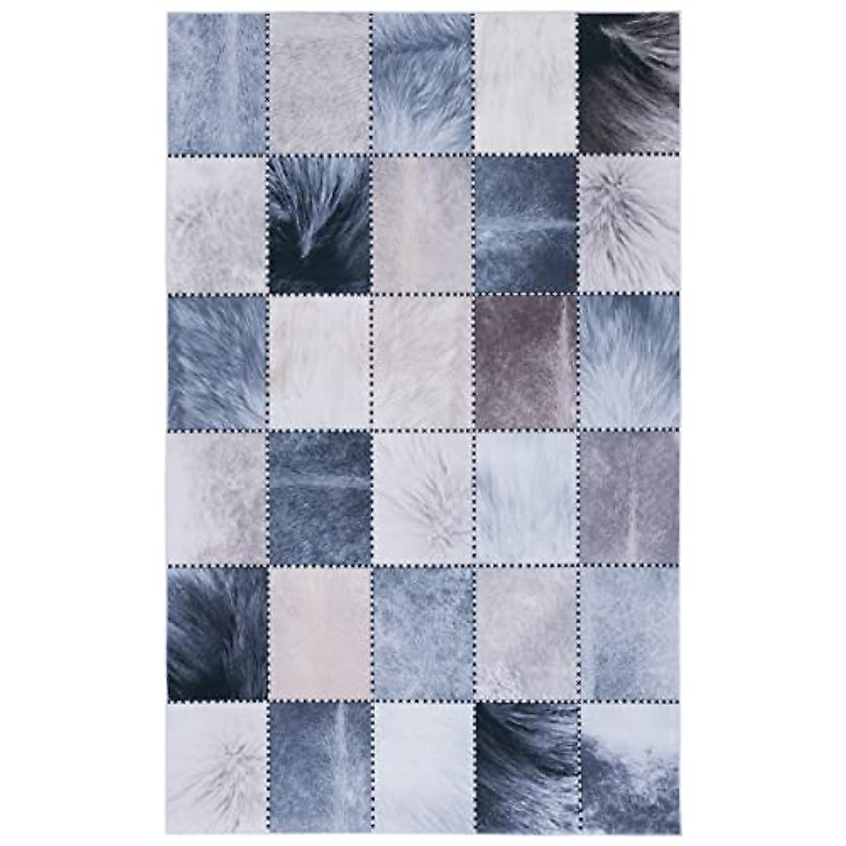 Safavieh Faux Hide Collection Area Rug - 6' x 9', Beige & Grey, Patchwork Design, Non-Shedding & Easy Care, Machine Washable Ideal for High Traffic Areas in Living Room, Bedroom (FAH519B)