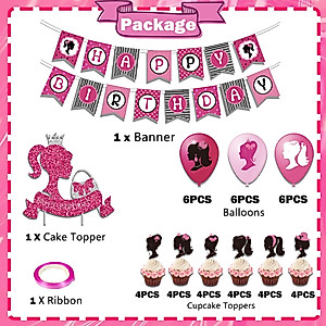 Hot Pink Girl Party Decorations Suitable for Birthday Party Decoration, Birthday Party Supplies Suitable for Hot Pink Girl Party Theme Include Balloons (BB Birthday Decoration)