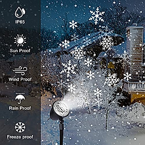 Christmas Projector Lights Outdoor, BS ONE Led Snowflake Lights Indoor Projectors for Christmas Xmas Holiday, Wedding, Home Party, Decoration Show, House,Patio