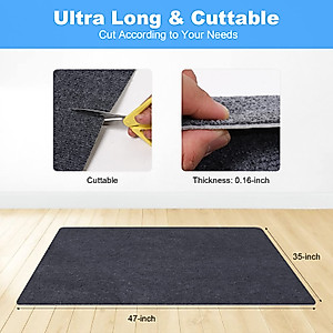 JOENIE Office Chair Mat for Hardwood & Tile Floor, 47"x35" Computer Desk Chair Floor Mat, Easy Glide Low-Pile Rug, Large Anti-Slip Multi-Purpose Floor Protector for Work, Home, Gaming (Dark Gray)