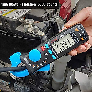 BSIDE DC Amp Clamp Meter 1mA Current True RMS Auto-Ranging 6000 Counts Digital Ammeter Hz Temperature Capacitance Live Check V-Alert Low Impedance Voltage Tester with Back Clip