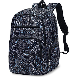 Large Travel Backpack for Women College Campus Bookbag XL Lightweight School Bag Fits 15.6 Inch Laptop Water-resistant Casual Daypack Airline Approved Carry On Backpack Grey Paisley Mochilas De Mujer