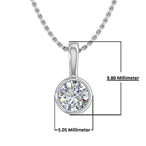 FINEROCK 1/3 Carat Diamond Solitaire Pendant Necklace in 14K White Gold (Included Silver Chain)
