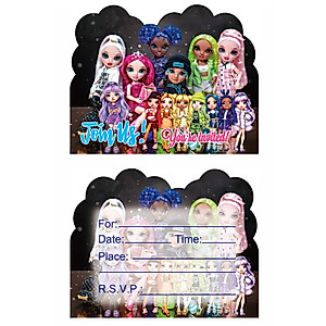 NINIMBLE 20pcs rainbow high Birthday Party Invitations,rainbow high Invitations Birthday Party Supplies Decoration (Invitations1)