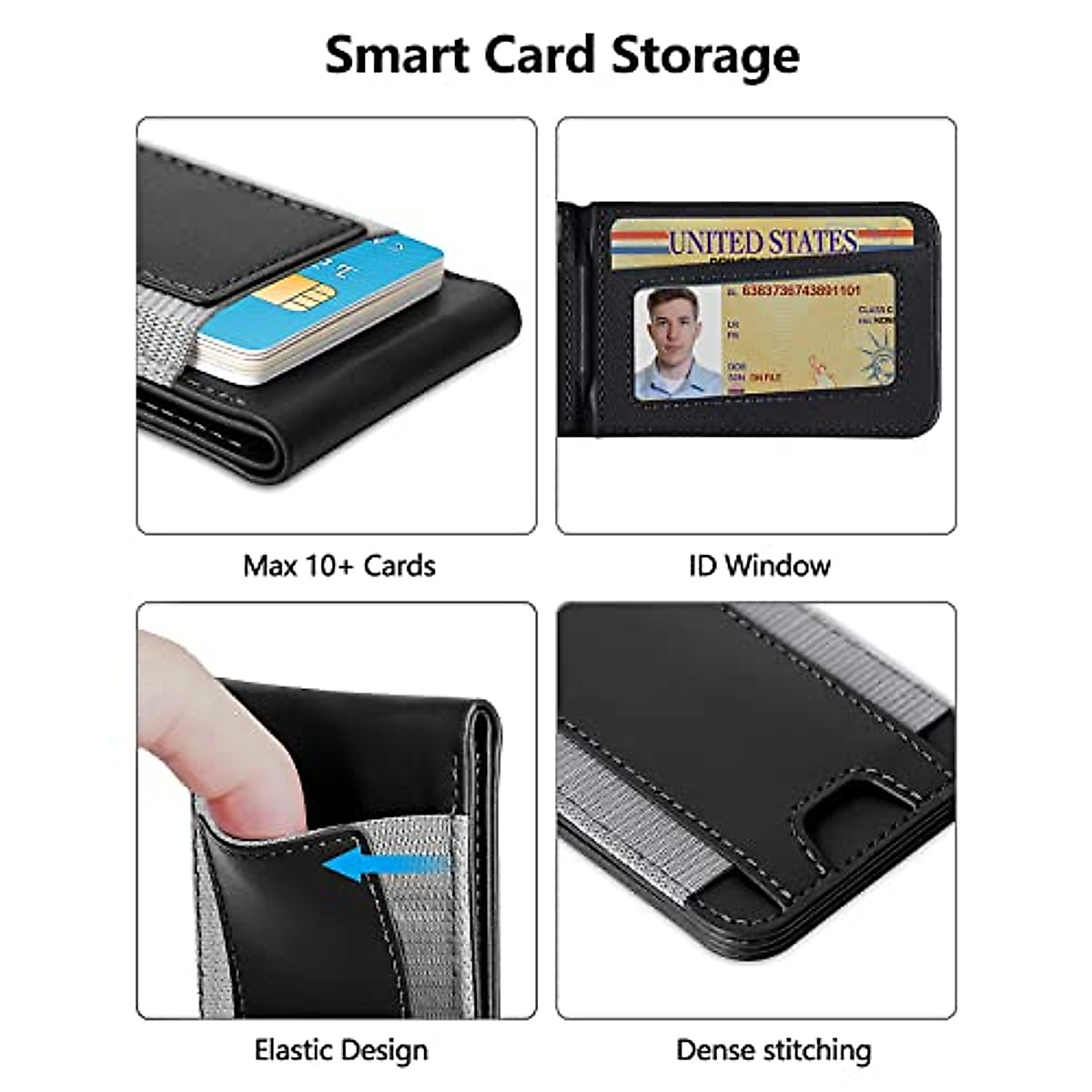 2-in-1 Magsafe Wallet, Up-grade with iPhone Wallet and Adjustable Stand, Open ID Window, Magnetic Wallet for iPhone 15/14 Pro Max/14 Pro/14/14 Plus/13/12 Series, 9 Cards Holder, Vegan Leather, Black