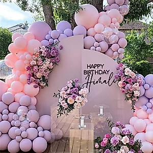 145PCS Dusty Pink Purple Balloon Garland Arch Kit Pinkish Purple Lilac Lavender Pastel Pink Neutral Sand Boho Balloons for Birthday Bride Baby Shower Wedding Butterfly Party Decorations