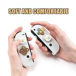 PERFECTSIGHT Cute D-Pad Button Caps Silicone Thumb Grips Set, ABXY Key Buttons Sticker Joystick Cover Caps Compatible with Nintendo Switch/OLED - Owl