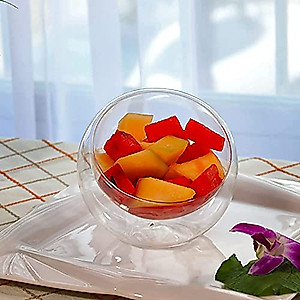 AEFPOYMXU Clear Dessert Cups Glass Set of 2 Crystal Ice Cream Trifle Bowl Double Clear Glass Fruit Parfait for Appetizers, Condiments and Cocktails Dip Bar Snack Dish（300ML）