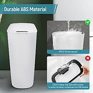 Bvdfgk Bathroom Trash Can Automatic Touchless - Motion Sensor Garbage Can Self Sealing with Lid, Smart Rechargable SlimTrash Bin, Electric Tall Trashcan for Toilet - 5.28 Gallon