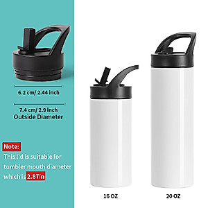 PYD Life 6 Pack Replacement Sippy Up Plastic Lid with Straw and Handle for 16 OZ 20 OZ Sublimation Skinny Water Bottles