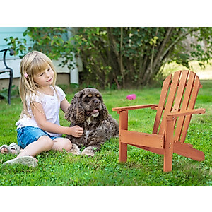 Wooden Kid's Adirondack Chair for Indoor and Outdoor, Natural Cedar Patio Lounge Chiar for Kids