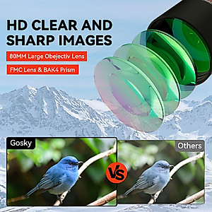 Gosky HD 20-60x80 Dual Focusing Spotting Scope - Waterproof HD Optics Zoom Scope with with Carrying Case and Smartphone Adapter for Hunting Bird Watching Target Shooting Astronomy Scenery-Gray