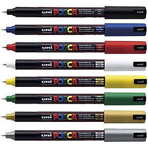 Uni-Ball Uniball POSCA PC-1MR Ultra Fine Marker Pens THE SET OF 8 BEST SELLERS