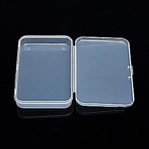 UUYYEO 4 Pcs Mini Clear Storage Containers Rectangle Plastic Box Empty Hinged Boxes Small Bead Storage Case for Jewelry