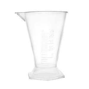 EISCO Conical Measure, 25ml - Polypropylene Plastic, Translucent - Pouring Spout - 1ml Raised Graduations - Hexagonal Base
