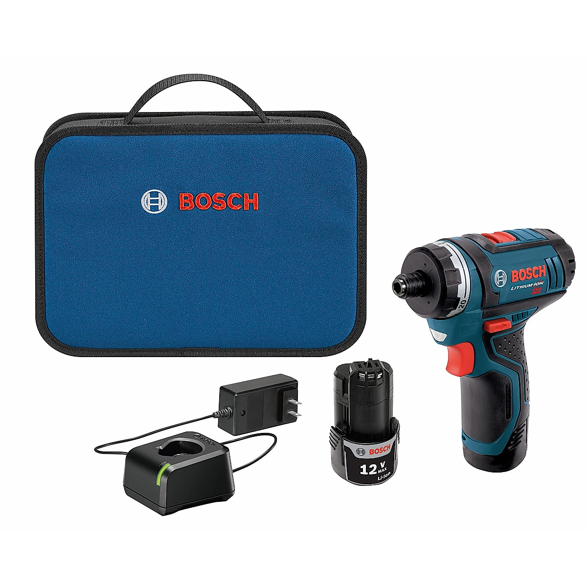 Bosch PS21-2A 12V Max 2-Speed Pocket Driver Kit with 2 Batteries, Charger and Case & 40 Piece Impact Tough Drill Driver Custom Case System Set DDMS40
