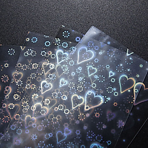 Black Lotus 100 PCS Top Loading Sweet Heart Shaped Holographic Photo Card Sleeves, Cute Foil Holo Shinny Card Protector for Kpop/Idol/TCG/CCG Standard Sized/Japanese Sized Cards Cover (65x90mm)