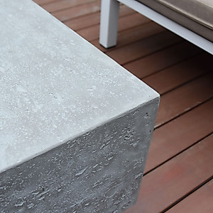 Elementi Outdoor Fire Table Natural Gas Fire Pit Backyard Fireplace Patio Fire Bowl 45,000BTU Output, Square Firepit with 13.2lbs Lava Rocks,Tank Cover for Fire Bowl Available, Manhattan Series