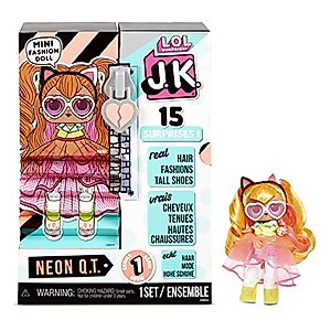 L.O.L. Surprise! JK Neon Q.T. Mini Fashion Doll with 15 Surprises Including Dress Up Doll Outfits, Exclusive Doll Accessories- Gifts for Girls and Mix Match Tosy for Kids 4-15 Years