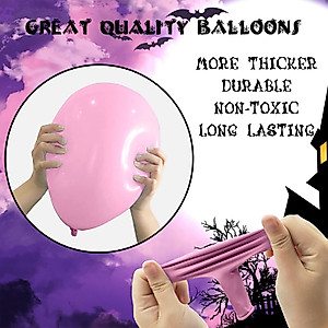 Halloween Balloon Garland Arch Kit, 98PCS Black Purple Balloon Orange Pastel Pink Balloons with Bat Spider Web for Ghost Halloween Party Decorations Supplies Kids House Garden Outdoor Indoor