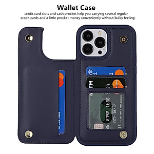 iCoverCase Compatible with iPhone 12 Pro Max Wallet Phone Case with Card Holder for Women Men, RFID Blocking PU Leather Case 6.7 Inch (Dark Blue)