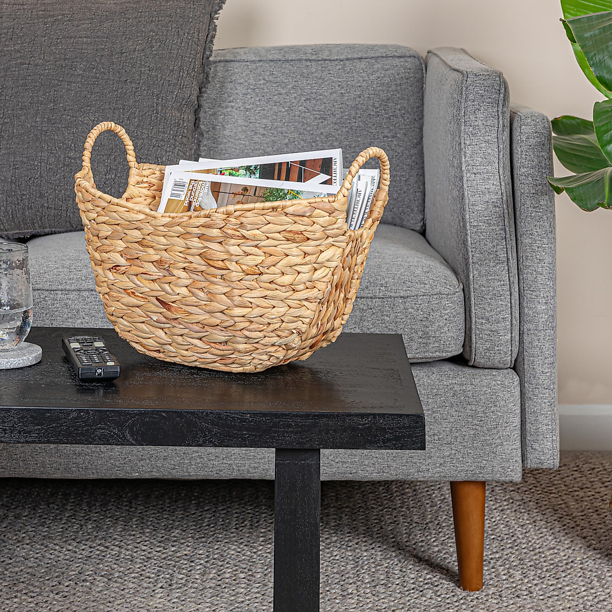 Household Essentials Water Hyacinth Basket with Handles