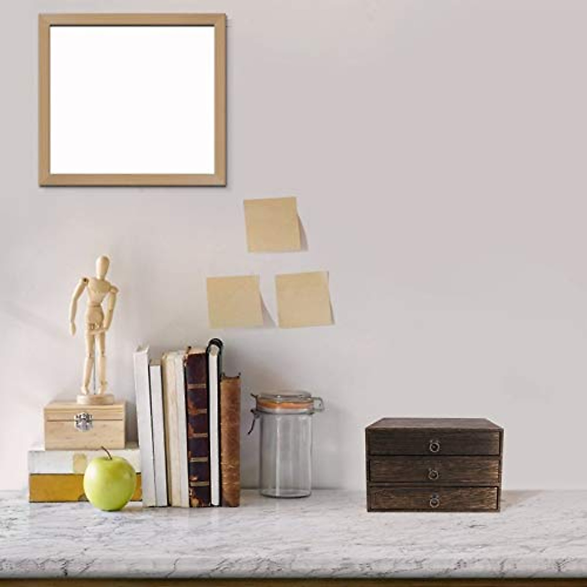 Cabilock Storage Wood Tier Accessories Office Cosmetics Drawer Shallow Kitchen Counter Sundry Cosmetic Wooden Supplies Container Holder Layer Organiser Drawers Retro Stackable Jewelery