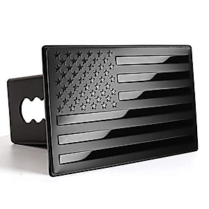 American Flag Metal Trailer Hitch Cover for 2 inch Receivers Matte Black (Metal)