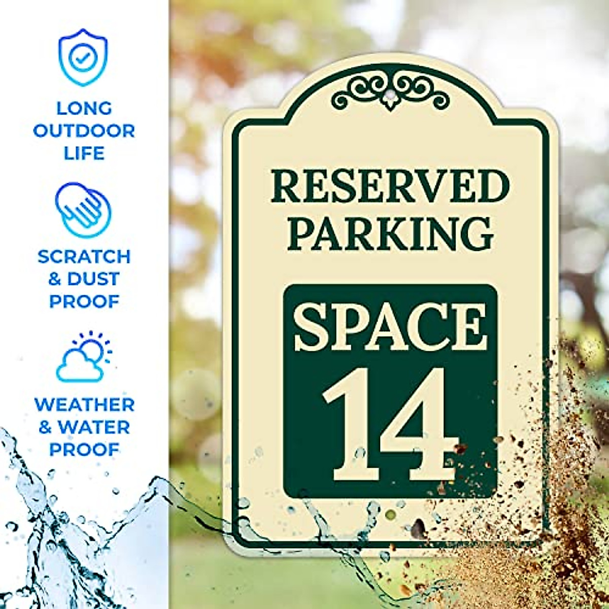 Reserved Parking Space 14 Décor Sign, Green Light, 12x18 Inches, ACM, Fade Resistant, Made in USA by Sigo Signs