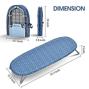 APEXCHASER Foldable Ironing Board, Tabletop Small Ironing Board with Heat Resistant Ironing Covers, Portable Folding Mini Ironing Board with Non-Slip Feet for Home, Laundry Rooms, Dorms, Travel Use