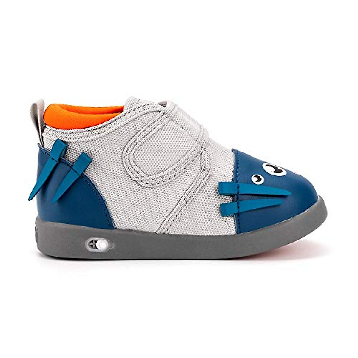 ikiki Spider Squeaky Shoes for Toddlers w/Adjustable Squeaker, Gray Girl or Boy Shoes (Size 7, Silk Von Webster)