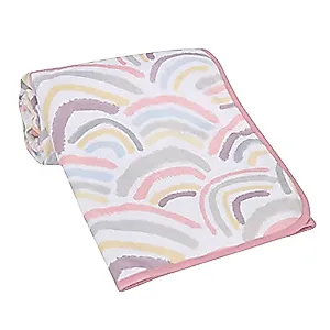 Lambs & Ivy Signature Rainbow Minky/Faux Shearling Soft Fleece Baby Blanket
