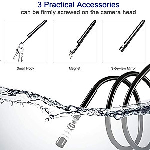 Wireless Endoscope Camera, NIDAGE WiFi 5.5mm 1080P HD Borescope Inspection Camera for iPhone Android, 2MP Semi-Rigid Snake Camera for Inspecting Motor Engine Sewer Pipe Vehicle (33FT)