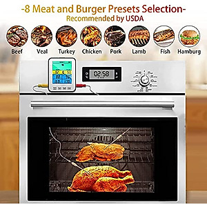 Meat Thermometer, Food Digital Grill Thermometer with Dual Probe and LCD Backlight and Timer Mode, Instant Read Smart BBQ Thermometer for Cooking Turkey Fish Beef