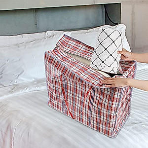 Hiceeden 9 Pack 108L Checkered Moving Storage Bags, Extra Large Travel Plaid Bag Alternative to Moving Boxes, Dorm Laundry Tote Organizer with Strong Zipper and Handle for Clothes, Pillows, Bedding, Red / Blue / Black