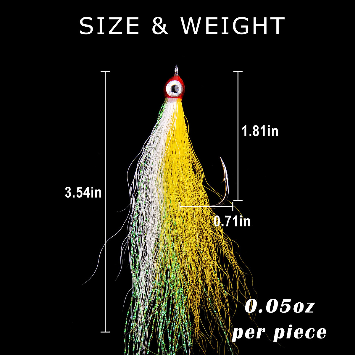 Streamer Flies for Fly Fishing, Classic Clouser Minnow Fishing Flies Streamers Fly Fishing Lures for Trout Bass Saltwater Freshwater (Yellow, 10Pcs)