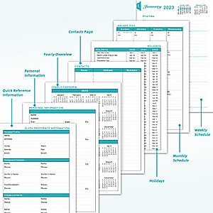 Ymumuda 2023 Planner, Weekly Monthly Planner 2023, 12-Month School Planner from JAN.2023 to DEC.2023, 8.4" X 6", Spiral Planner Notebook with Stickers, Elastic Closure, Inner Pocket, Coated Tabs, Grey Embroidery Floral