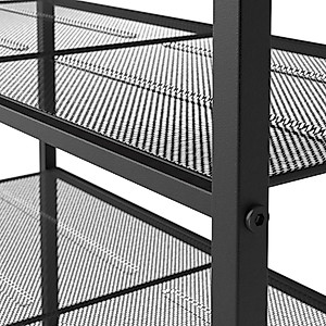 ClosetMaid 5-Tier Shoe Rack, Storage Organizer, with Wood Top Shelf, 4 Metal Mesh Shelves, for 15 Pairs of Shoes, Modern Walnut/Black