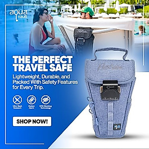 FlexSafe Anti-Theft Lockable Travel Safe & Portable Beach Chair Vault. As Seen on Shark Tank. Personal Safe thats Packable, Lightweight, & Slash Resistant by AquaVault - Heather Grey Color