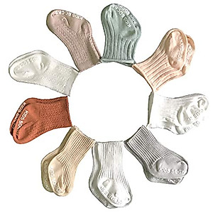 QandSweet Baby Boy Combed Cotton Socks Toddler Ankle Sock Non-Skid for Newborn Infant Childrens (0-6M, 9 Colors)