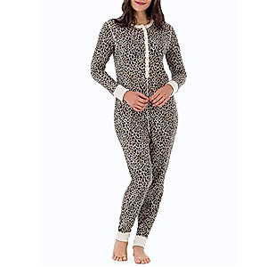 Fruit of the Loom womens Micro Waffle Premium Thermal Union Suit Pajama Bottom, Animal Print, Medium-Large US