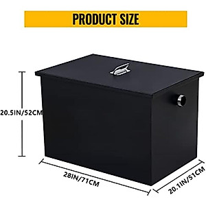 Commercial Grease Trap Interceptor for Restaurant Under Sink Kitchen 4.6 GPM Waste Water Oil-Water Separator, for Restaurant Canteen Home Kitchen,40 LB,Black