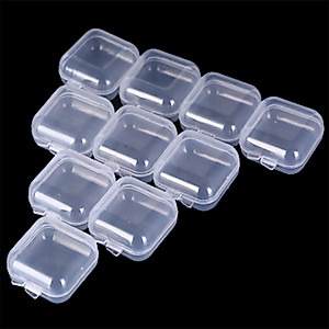 Gofypel Clear Plastic Jewerly Box Mini Square Storage Containers Box for Tiny Beads Jewerly Findings Earplugs 50 PCS