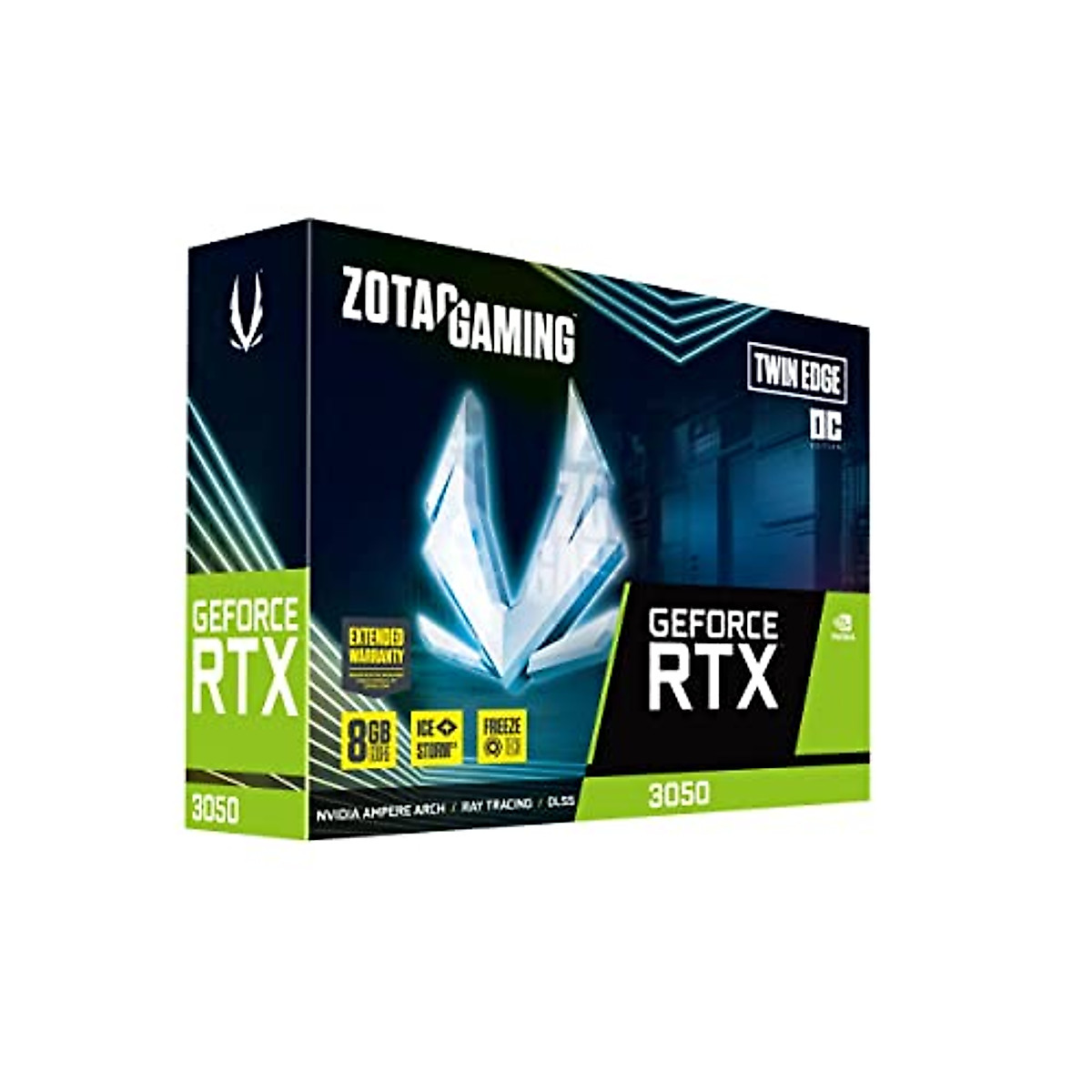 ZOTAC Gaming GeForce RTX 3050 Twin Edge OC 8GB GDDR6 128-bit 14 Gbps PCIE 4.0 Gaming Graphics Card, IceStorm 2.0 Advanced Cooling, Freeze Fan Stop, Active Fan Control, ZT-A30500H-10M