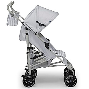 babyGap Classic Stroller - Lightweight Stroller with Recline, Compact Fold & Removable Parent Organizer - Made with Sustainable Materials, Grey Stripes
